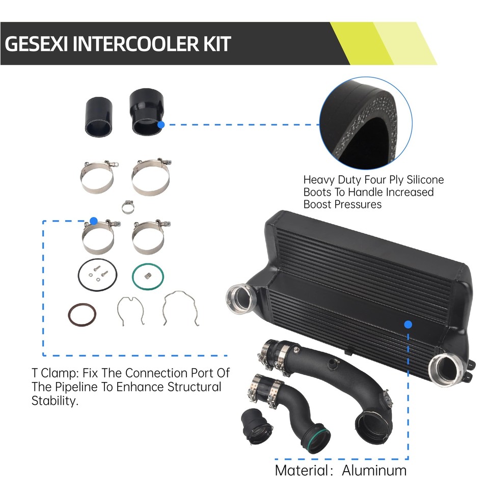 Black Intercooler Charge Boost Pipe Turbo Kit For BMW X5 F15 35i 35iX ...