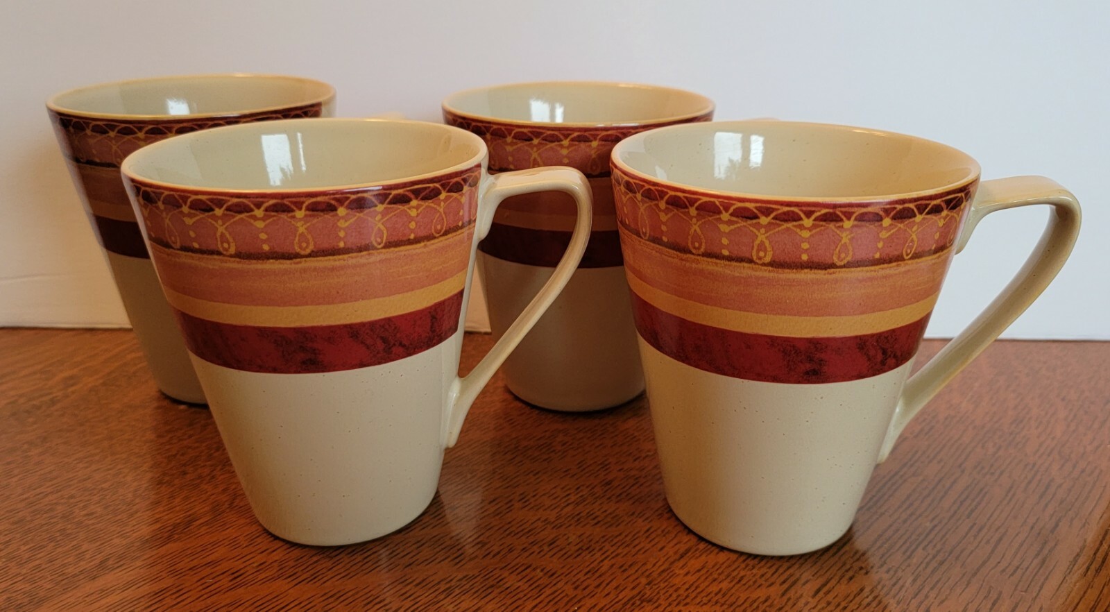 Set Of 4 Pier One Coffee Tea Mugs Cups Stoneware Indonesie Pattern | eBay