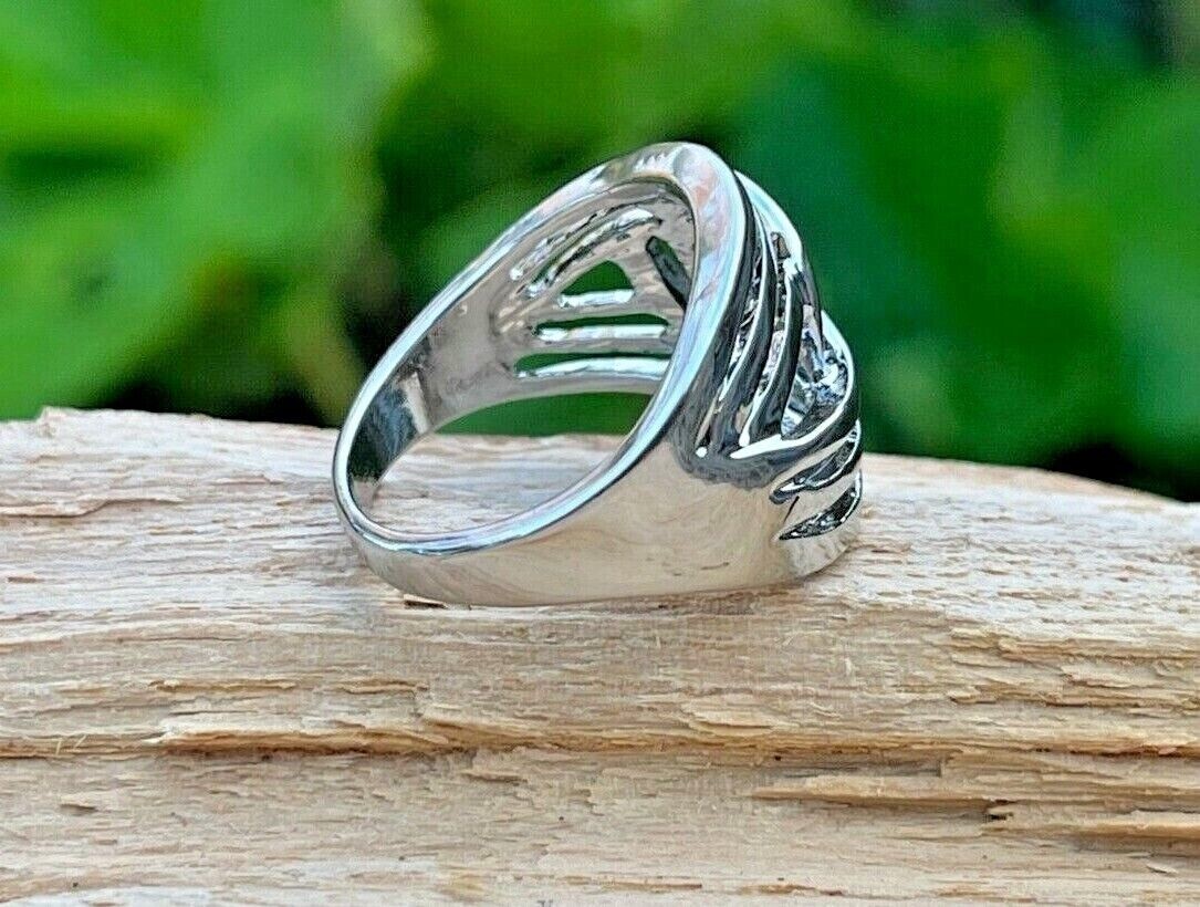 Entwined Triple Loop Silver Steel Ring - Size 7.75 - NWOT | eBay