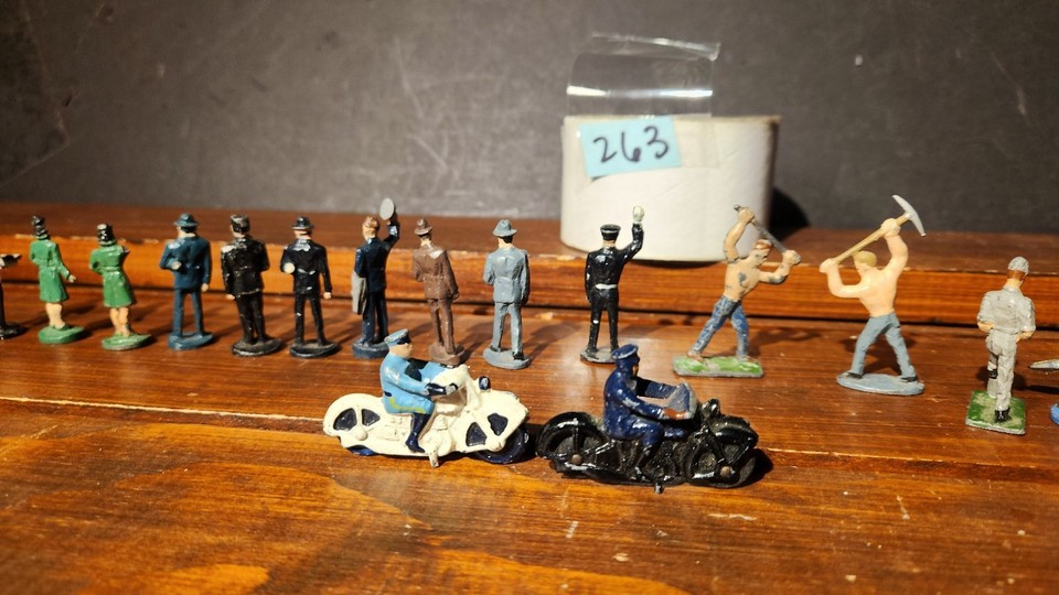 vintage lead figures And Benches And 2 Motorcycles lot | eBay