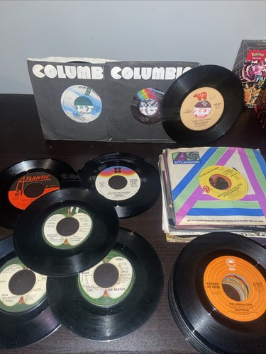 Lot Of 50 Records 7" 45 RPM Records Including (Beatles,Elton John ...