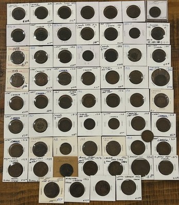 Canada Large Cents + Tokens Lot of 60 + No Reserve | eBay