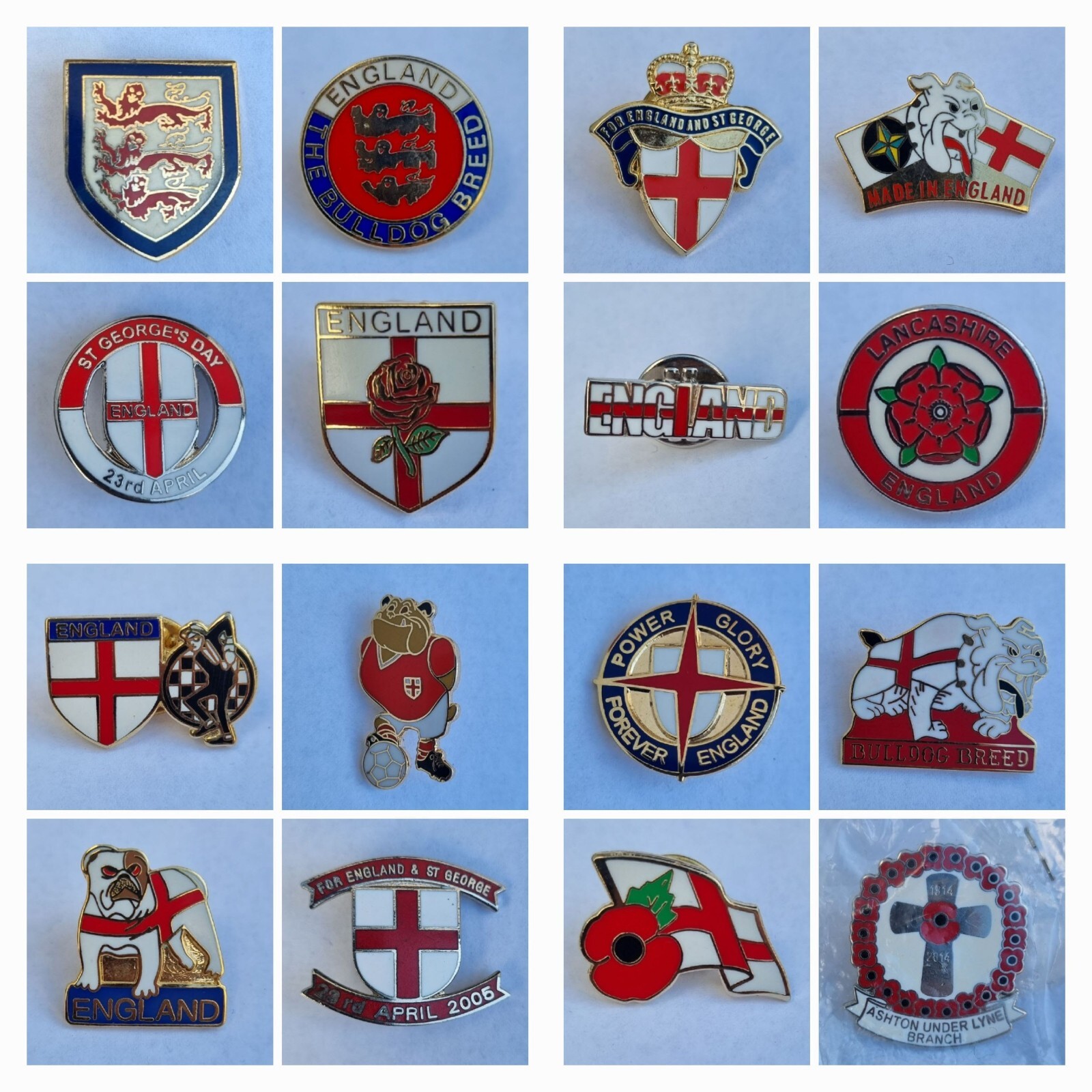 ENGLAND PIN BADGE CUSTOM BUNDLE VARIOUS - FLAG - ST.GEORGES DAY ...