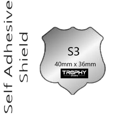 40mm x 36mm SILVER SHIELD Engrave Name Plate self adhesive trophy ...