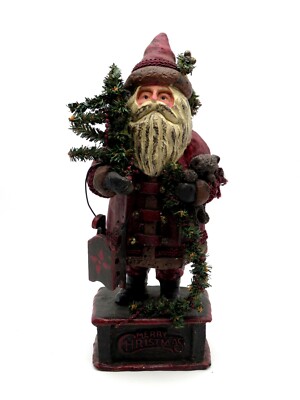 Santa Figurine by Deborah Graham 11.5 inch tall Santa, Sled, Tree and ...