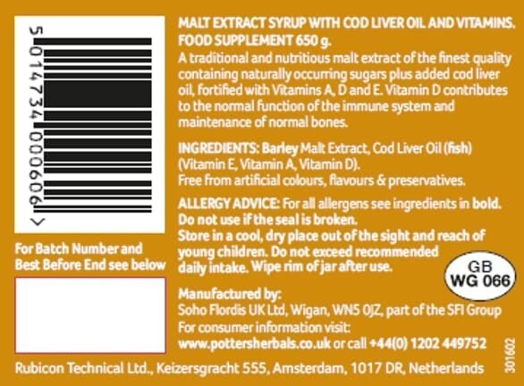 Potter Malt Extract and Cod Liver Oil Origional - 650g | eBay UK