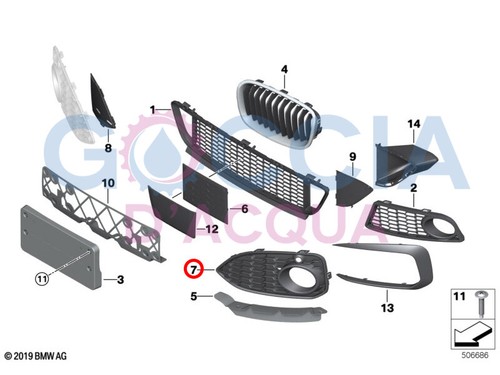 Genuine BMW 1' F20 F21 LCI M Sport Fog Spot Light Grille-Left ...