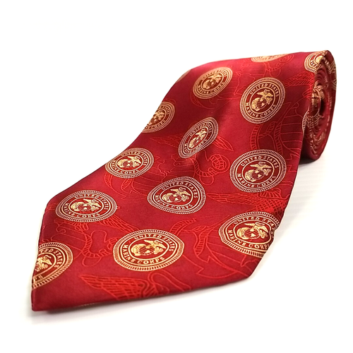 United States Marine Corps Luxury Tie Scarlet Gold USMC Seal Silk ...