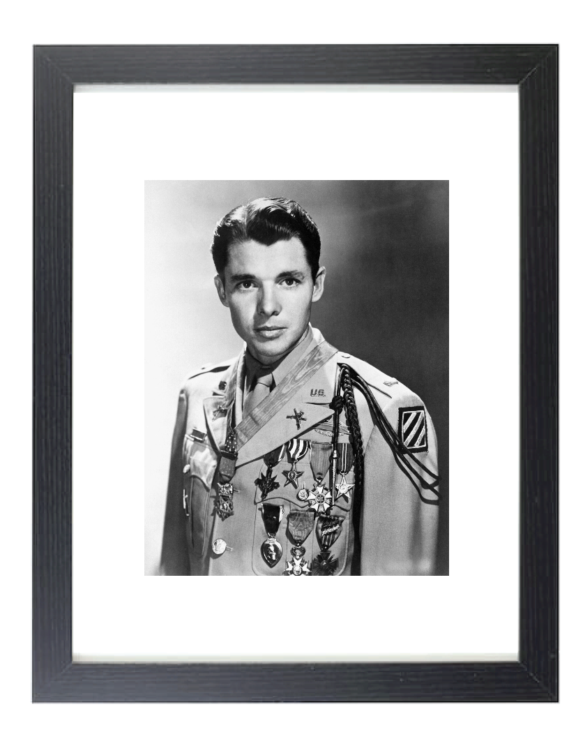 Famous US Soldier & Actor AUDIE MURPHY Retro Matted & Framed Picture ...