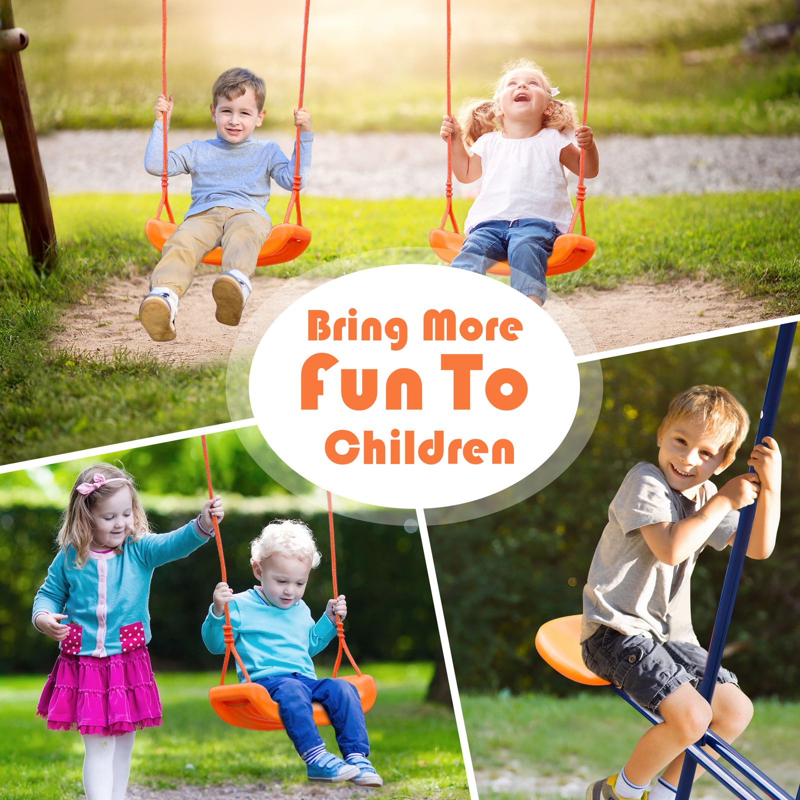 Durable Double Swing Set Garden Swing with 1 Seesaw Set for Children ...