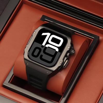 Luxury Metal Case Rubber Band Mod Kit For Apple Watch Series 11 10 ...