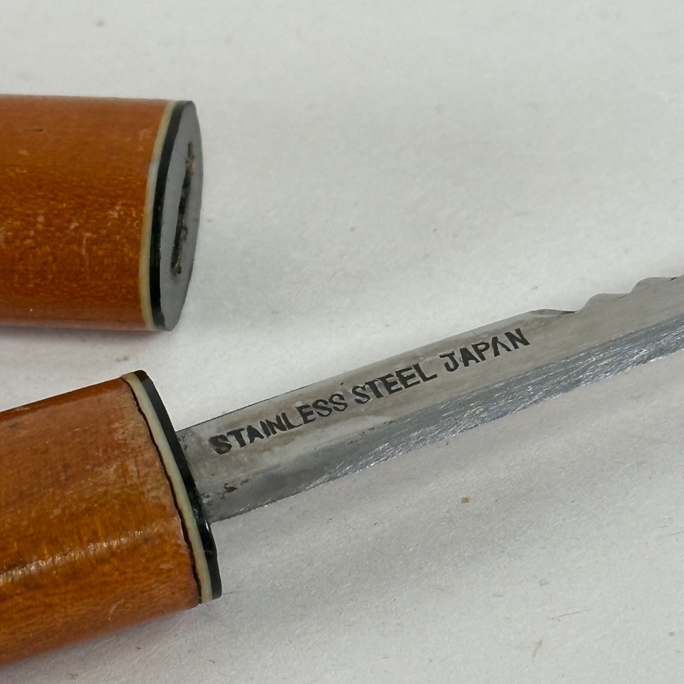 Japan Floating Fish Knife Stainless Steel Serrated with Wood Sheath ...