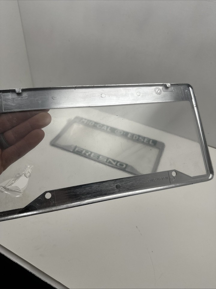 Pair Of NEW Fresno Mid-Cal Edsel License Plate Frame Embossed Metal ...