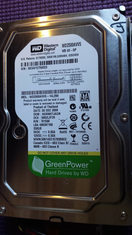 WD2500AVVS PANASONIC DMR-XW350 HDD/DVD RECORDER INTERNAL DISC DRIVE | eBay