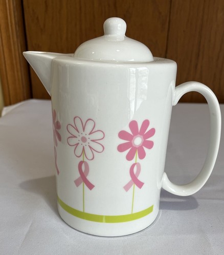 White, Pink And Green Tea/coffee Pot Breast Cancer Awareness | eBay