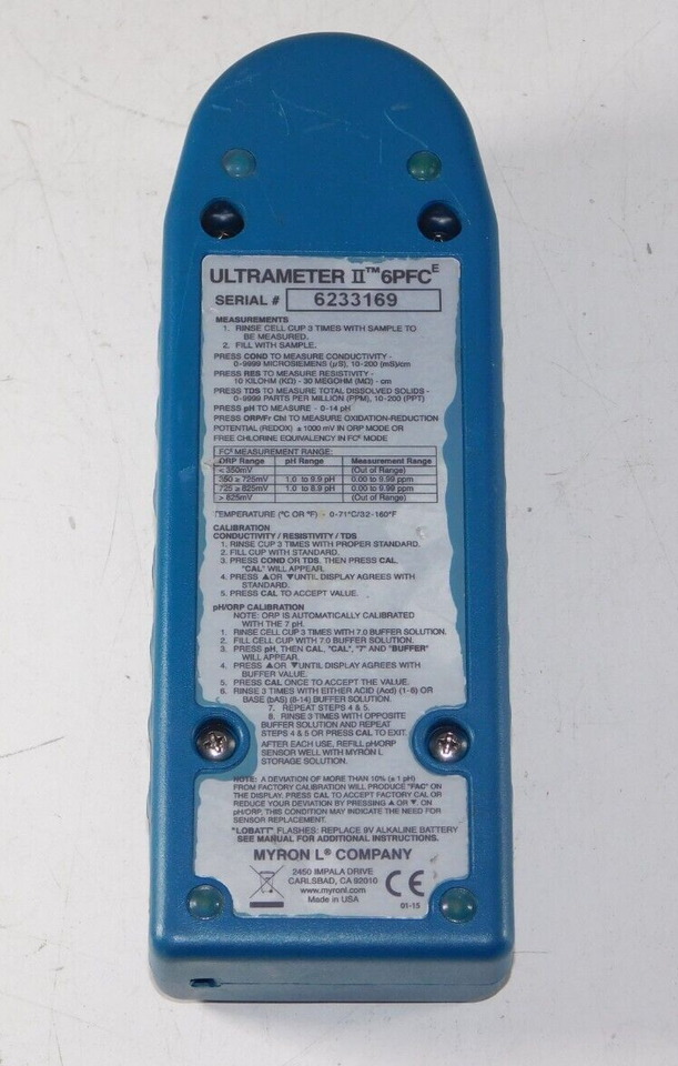 Myron L 6PFC E Ultrameter II Handheld Water Quality Test Meter ...