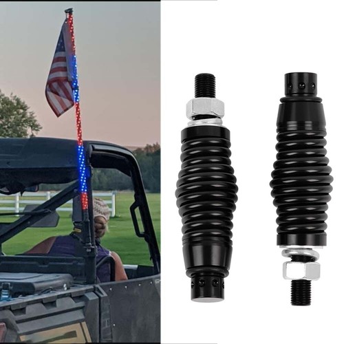 2x LED Spiral Whip Light Spring Base Mount Quick Release For ATV UTV ...