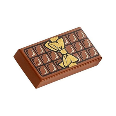 NEW LEGO - Tiles - Decorated - 1x2 Candy Bar Chocolate Blocks Gold Bow ...