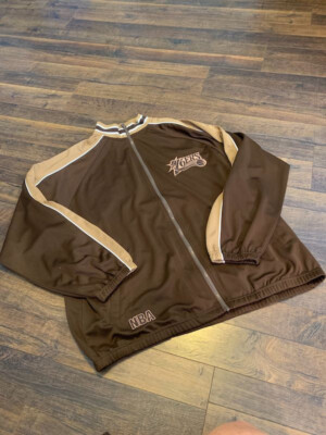 PHILADELPHIA 76ERS men's zippered polyester jacket, brown, 2XL, New w/o ...