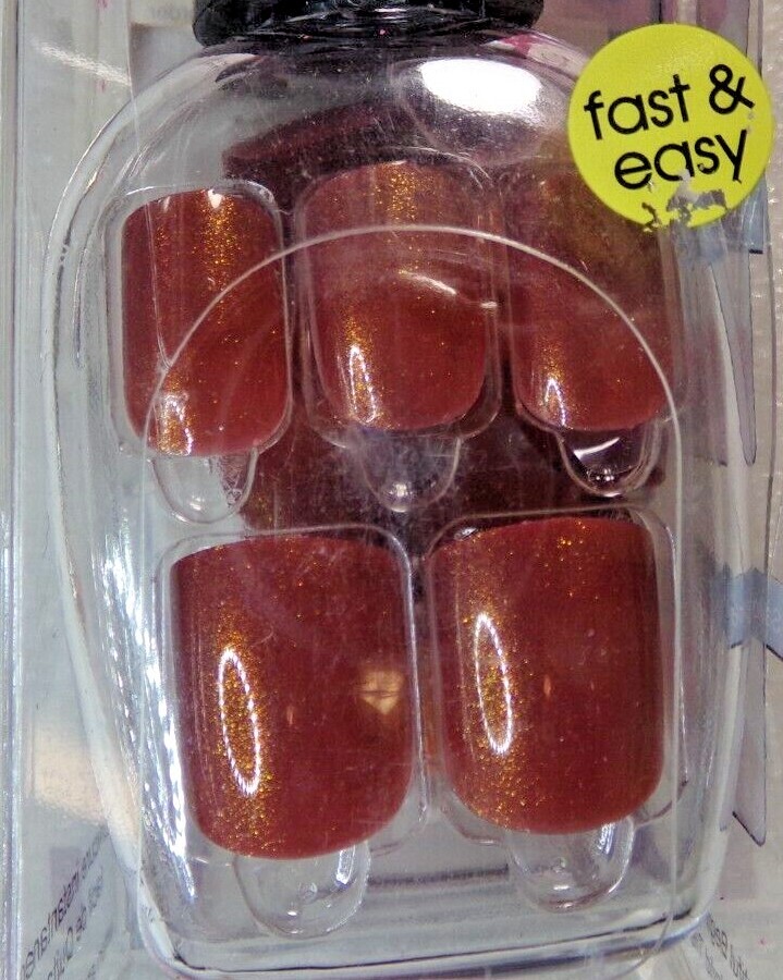 Nadeco Nails "Compare to imPRESS" Press-on Nails short, Shiny Blue Pink ...