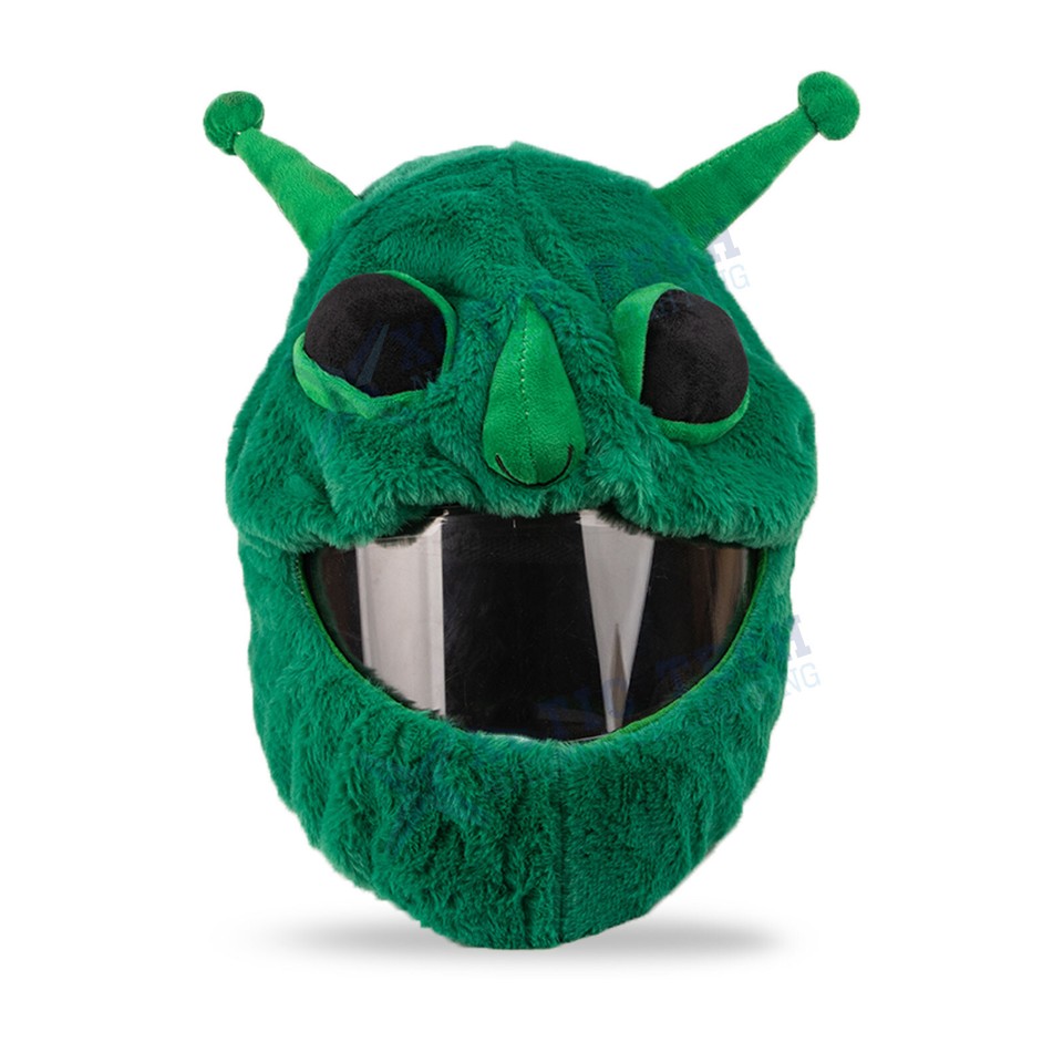 Soft Motorcycle Helmet Cover Cartoon Funny Alien Fluffy Plush Motorbike ...