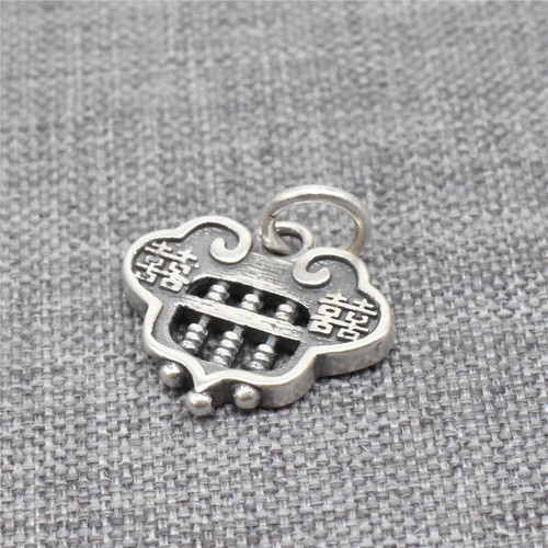 2pcs 925 Sterling Silver Chinese Happiness Charms 2-sided Longevity ...
