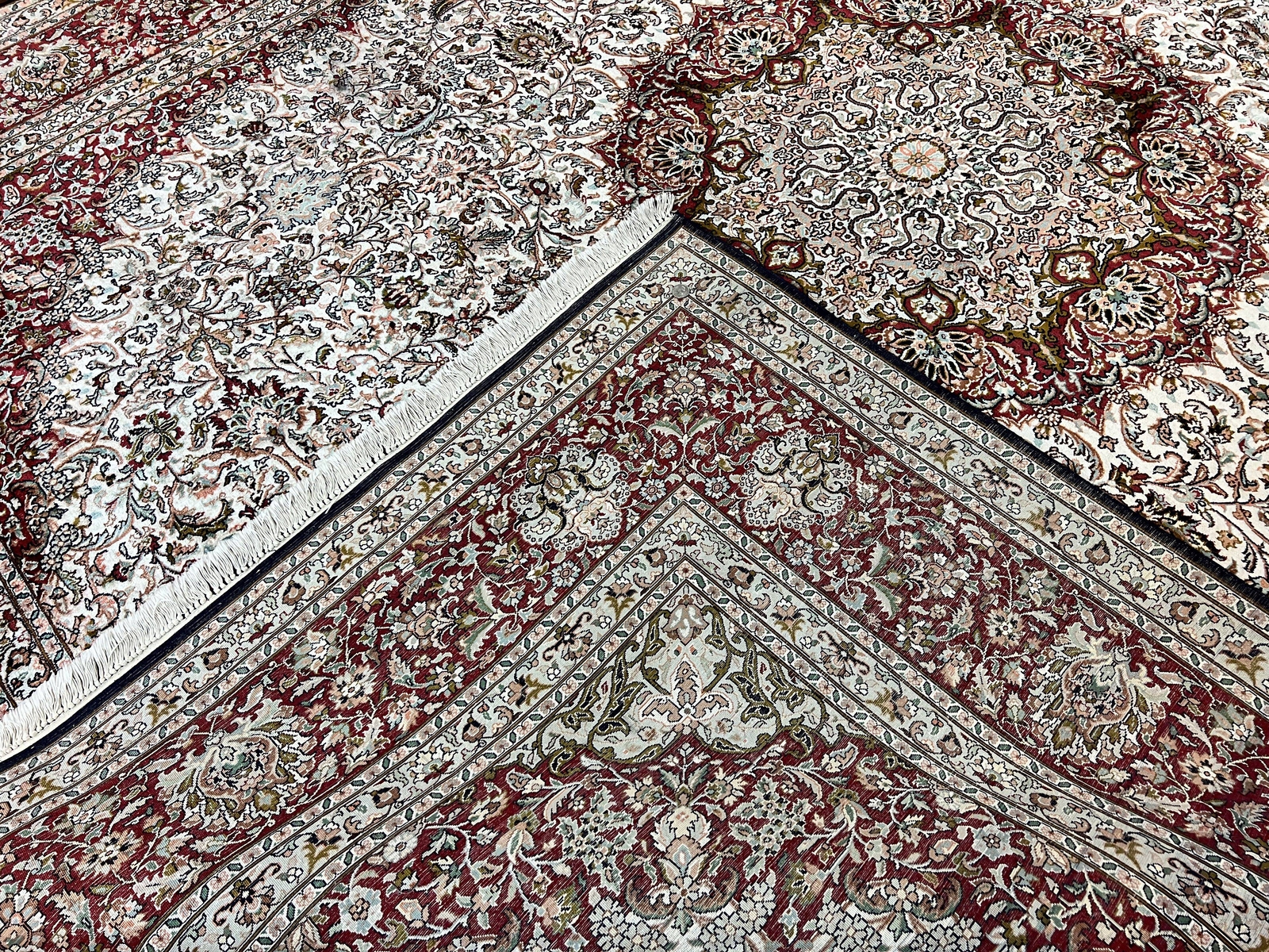 Silk Indian Kashmiri Rug 9x11 ft Large Vintage Indo Handmade Fine ...