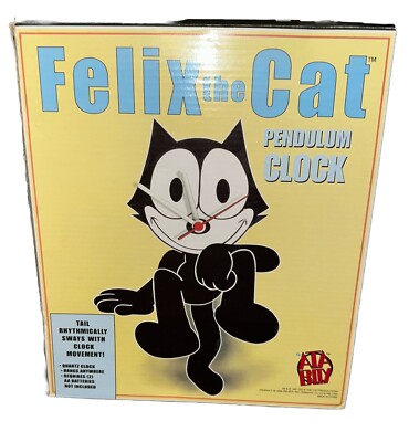 Rare ATA BOY Felix The Cat Animated Swing Tail Clock Kit Kat Plastic ...