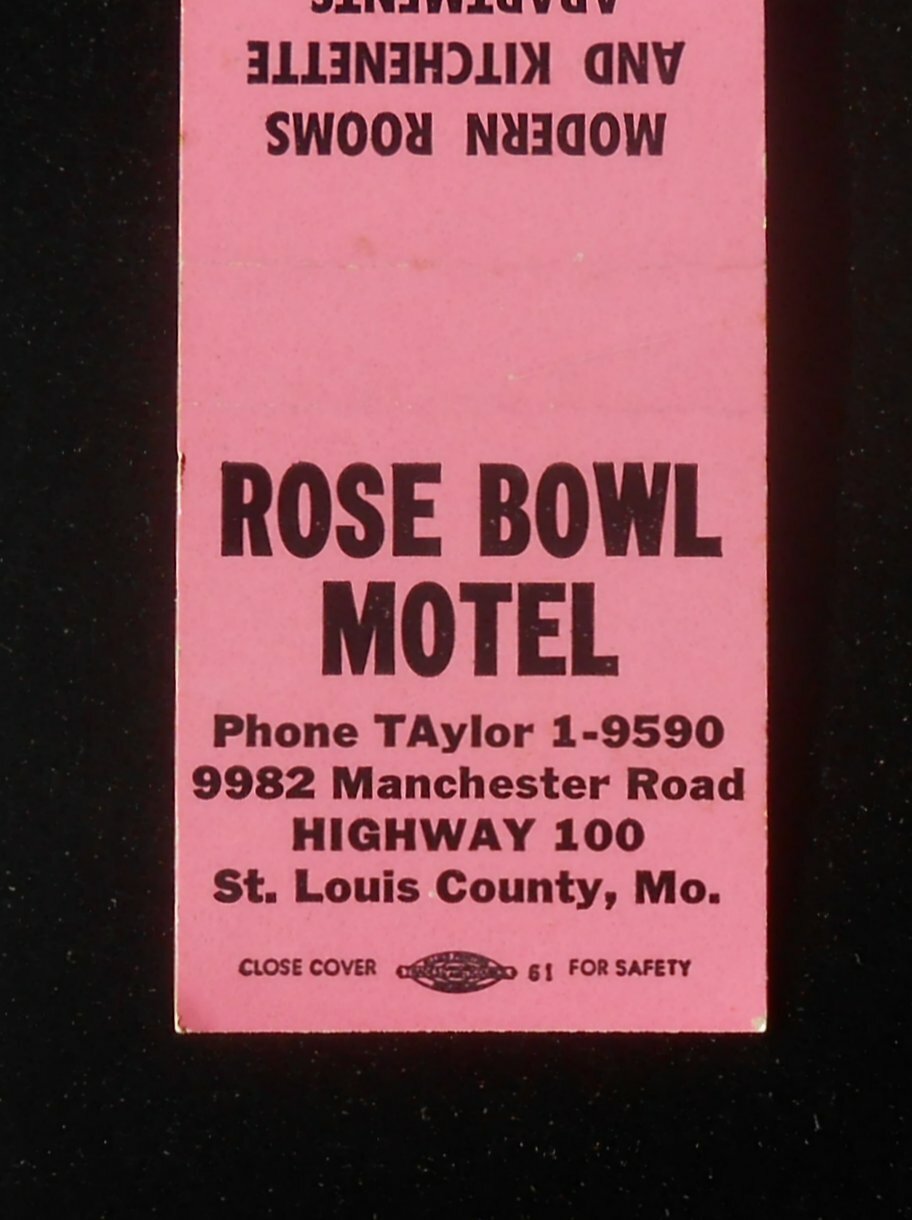 1960s BULLDOZED Rose Bowl Motel 9982 Manchester Road Warson Woods MO St ...
