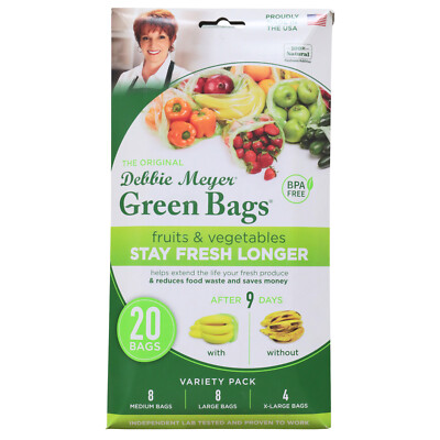 Debbie Meyer Green Bags 20-Pack (8M 8L 4XL) Keeps Fruits Vegetables ...