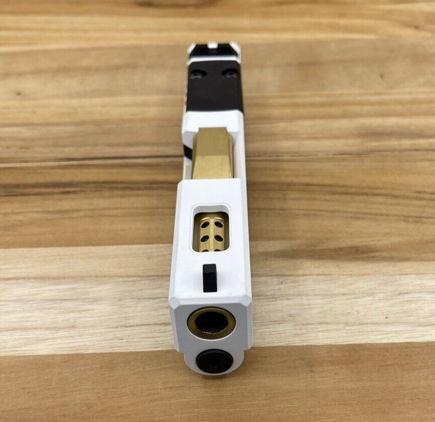 For Glock 43 43x WHITE Complete Slide Lighting Port RMSc PORTED GOLD ...