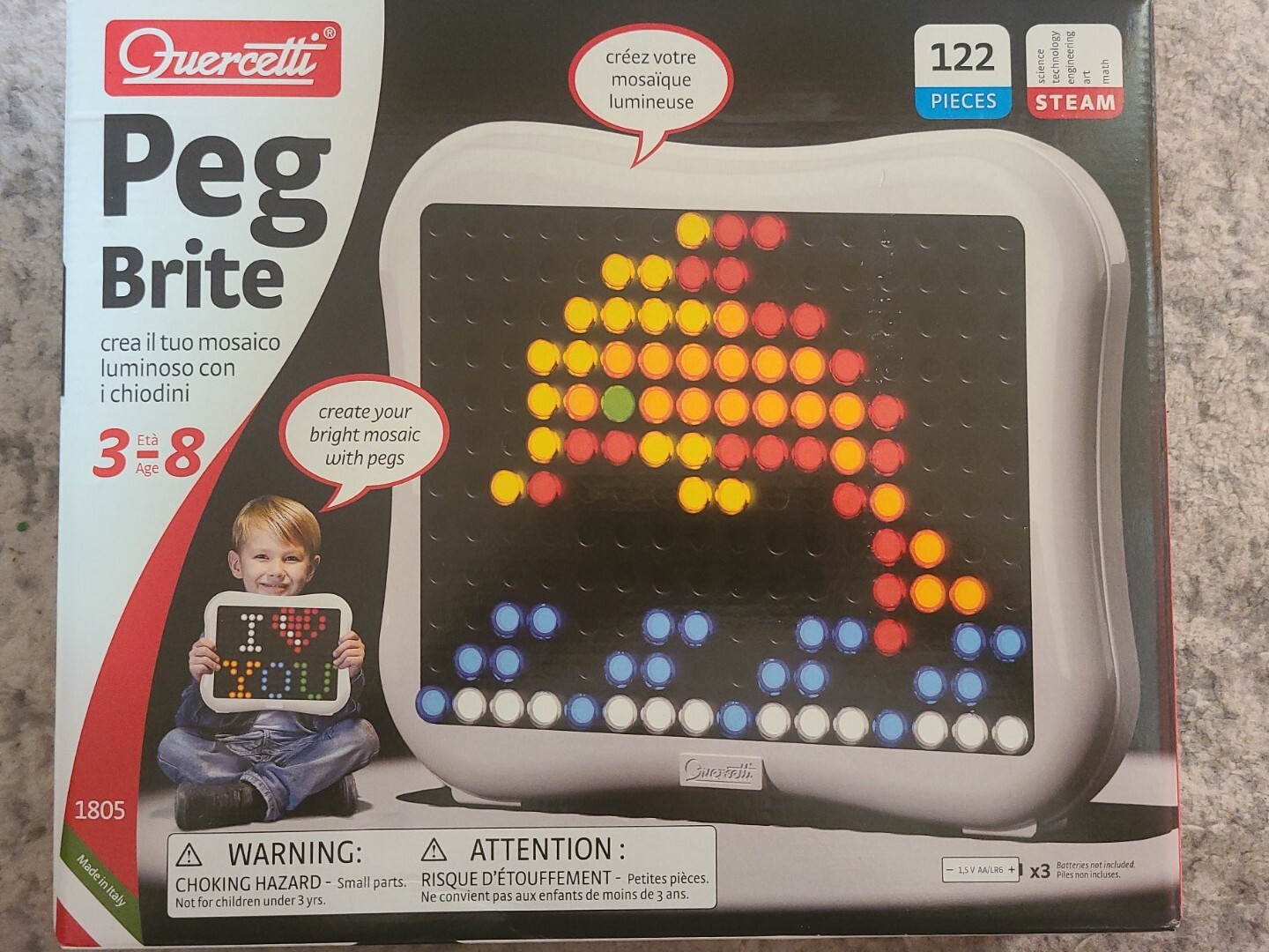 Quercetti+Peg+Brite+%7C+Draw+With+122+Pegs+and+LED+Lights for sale online | eBay