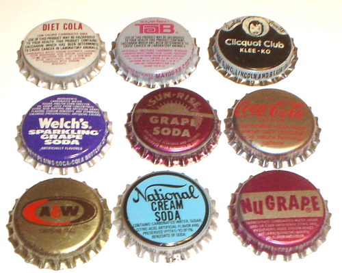 Vintage Lot of 9 Unused Soda Bottle Caps National Cream, A&W Root Beer ...