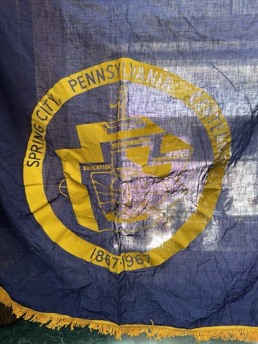 RARE 1867-1967 Spring City PA Town Centennial Flag Banner Valley Forge ...