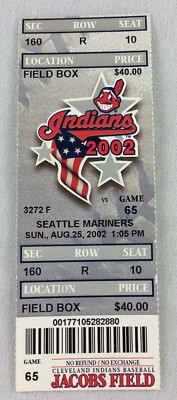 MLB 2002 08/25 Seattle Mariners at Cleveland Indians Ticket-Ben Davis ...