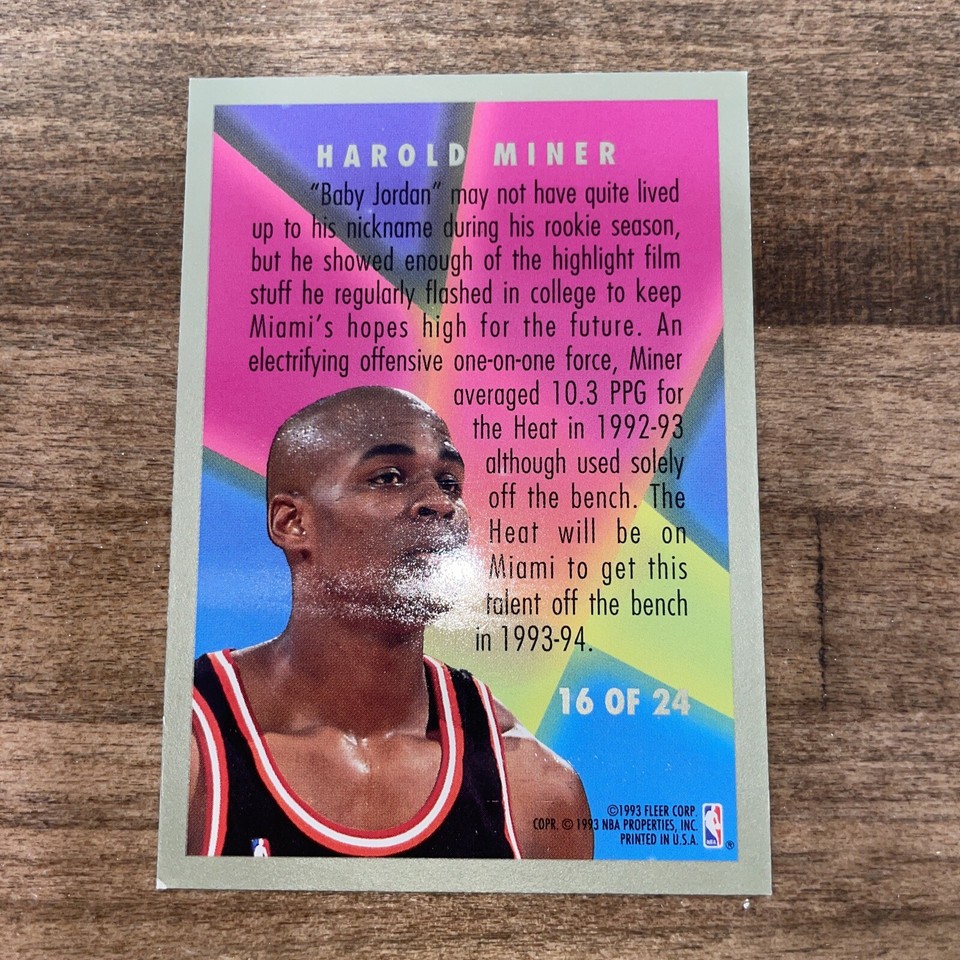 1993-94 Fleer Rookie Sensations Harold Miner Miami Heat #16 of 24 ...
