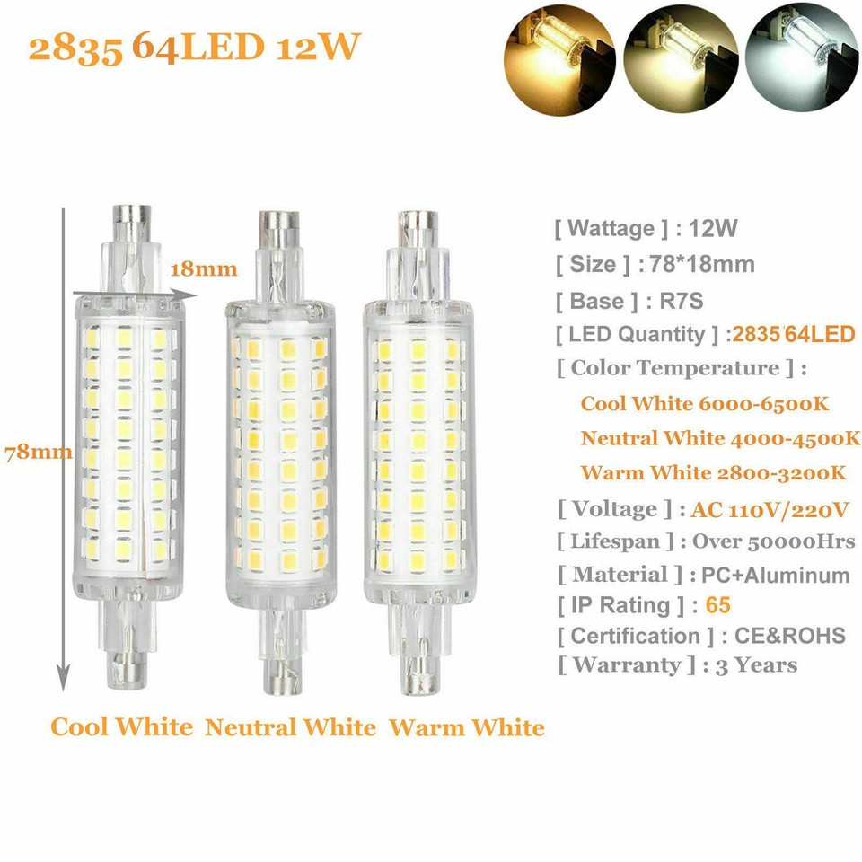 LED R7S 78mm 118mm Flood Light Bulb 12W 16W 2835 SMD Replacement ...
