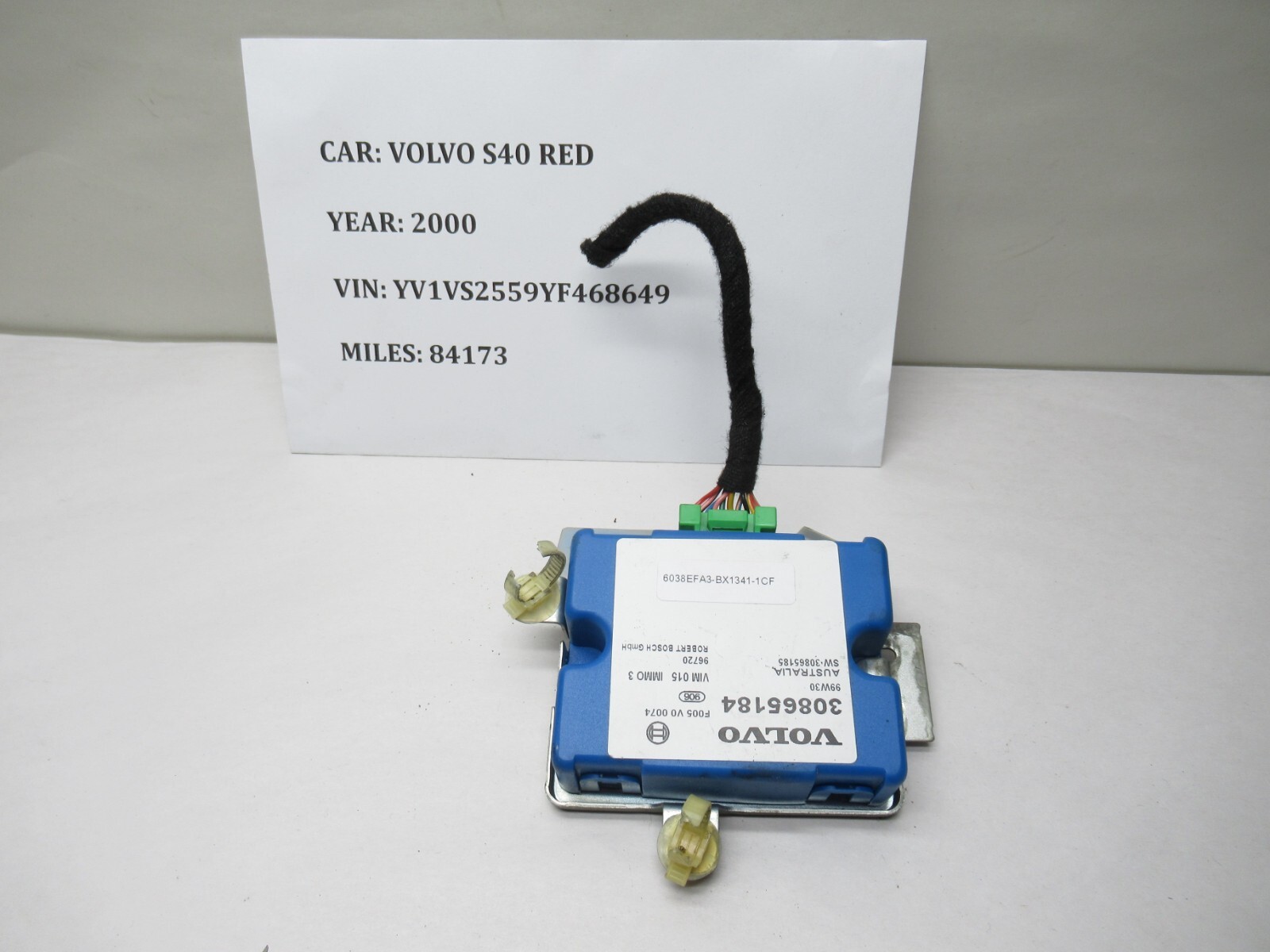 2000 Volvo S40 Immobilizer Control Module 30620876 30865184 OEM & CFLO ...