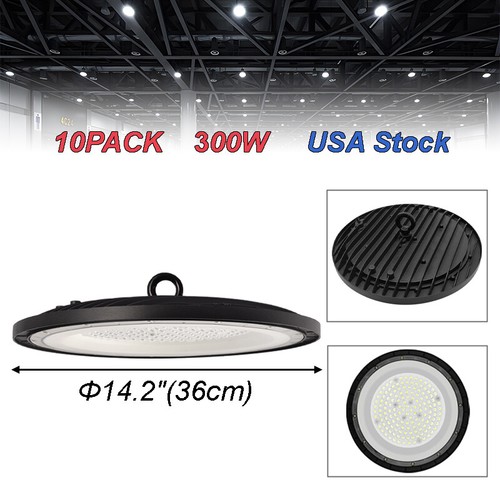 10 Pack Commercial High Low Bay Lighting Fixture 300W Garage Ceiling ...