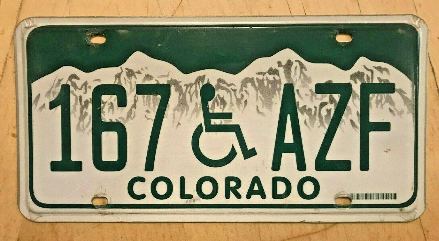 COLORADO DISABLED PERSON HANDICAPPED LICENSE PLATE " 167 AZF " CO ...