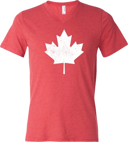 Distressed Canadian Maple Leaf Tri Blend V-neck Shirt | eBay