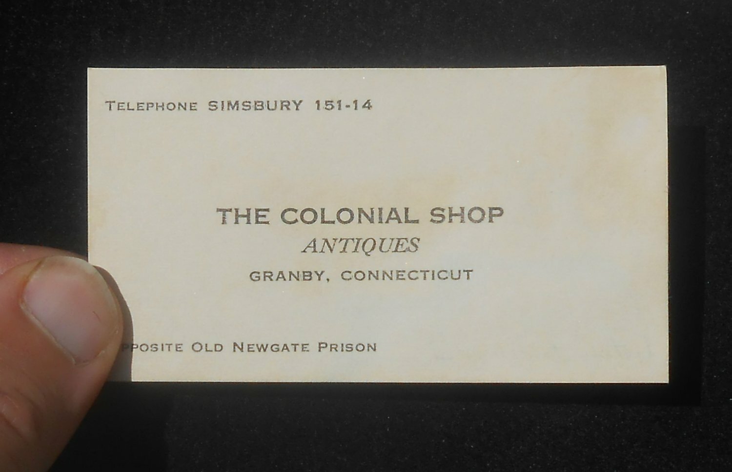 1940s? The Colonial Shop Antiques Telephone Simsbury Opp. Old Prison ...