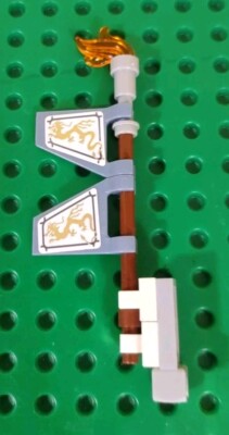 LEGO Ninjago 2x Sand Blue Flag Trapezoid Gold Dragons 44676pb021 Master ...