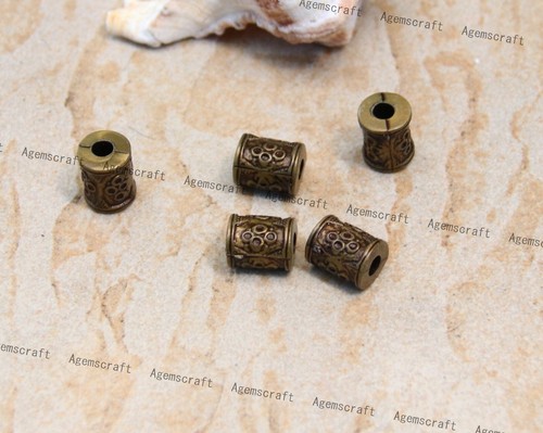 9 Bronze tone 12.5x10mm Cylinder Barrel Crafted Metallized CCB beads, D ...