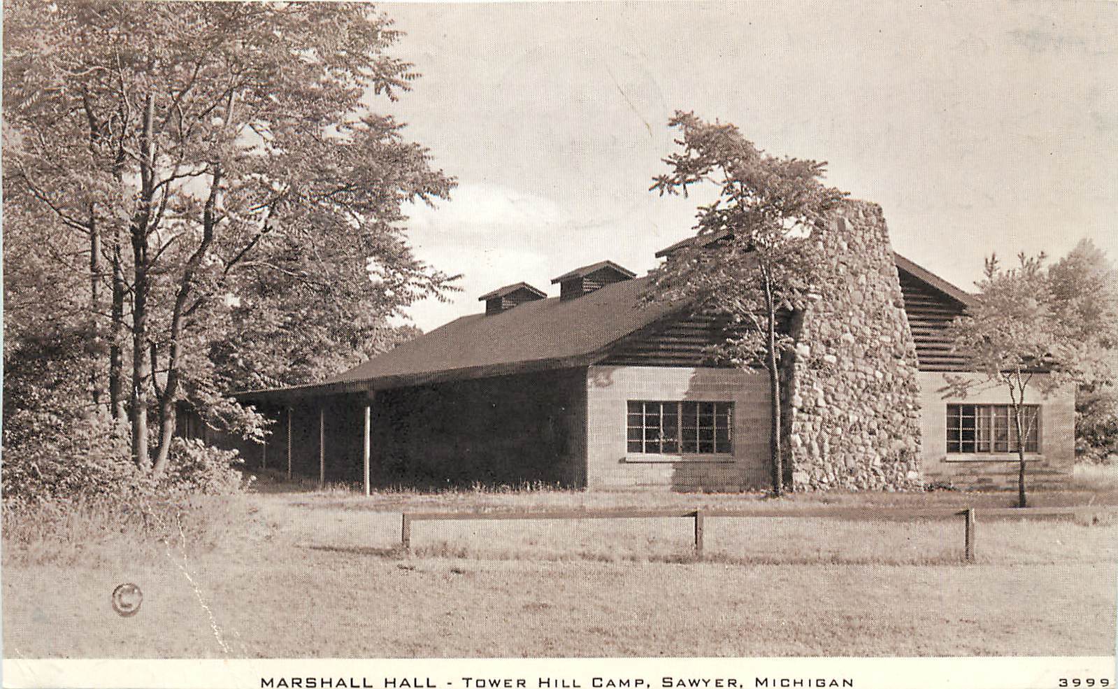 Vintage Postcard Marshall Hall Tower Hill Camp, Sawyer MI Berrien ...