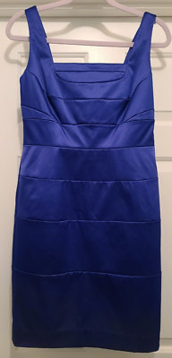 Beautiful Evan-Picone Blue Satin Sleeveless Lined Cocktail Dress SZ 6 ...