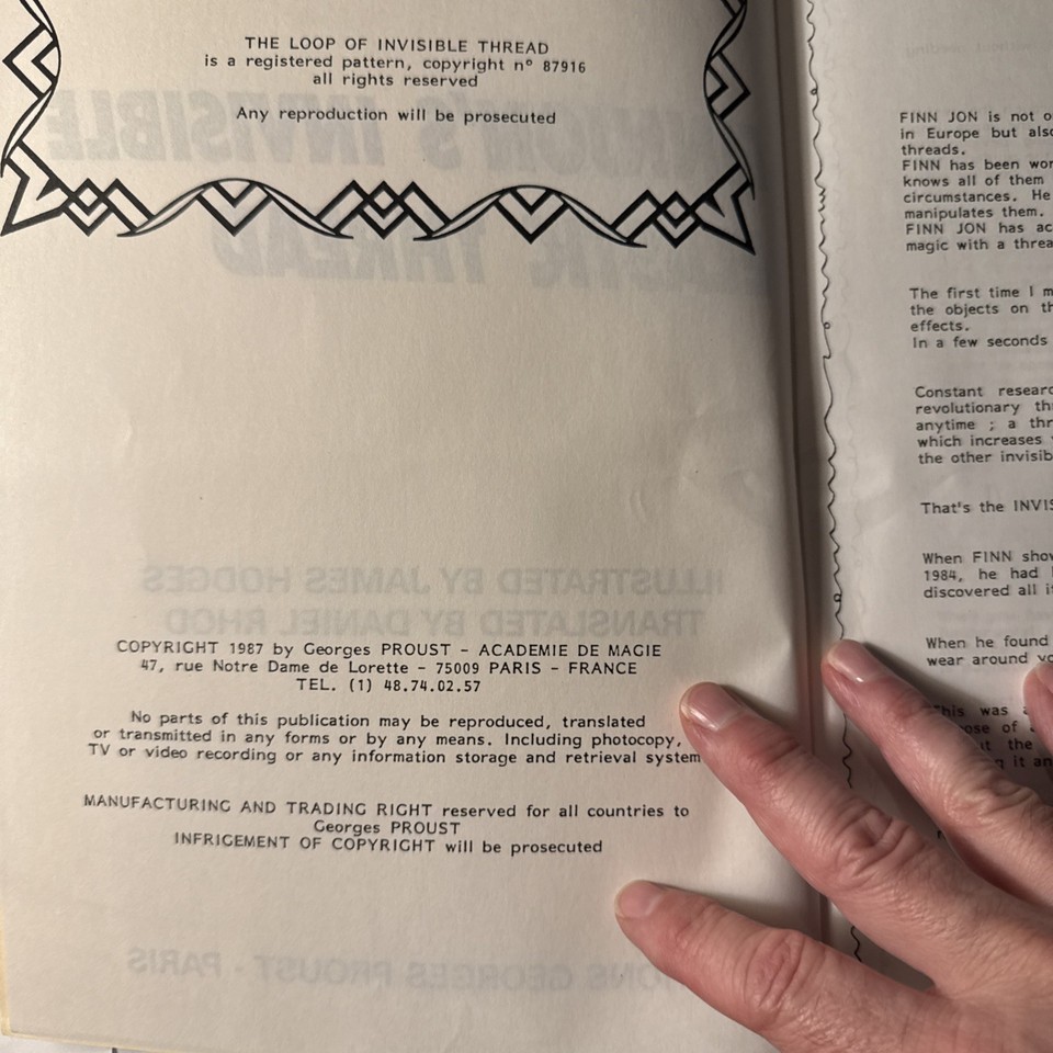 Finn Jon’s Invisible Elastic Thread - Georges Proust Ed. 1987 VNTG RARE ...