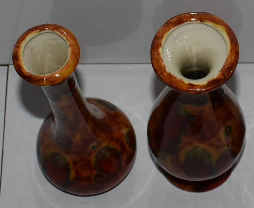 Midcentury 1960s Art Pottery Rust Orange Brown Red Gold Drip Flame Vase ...
