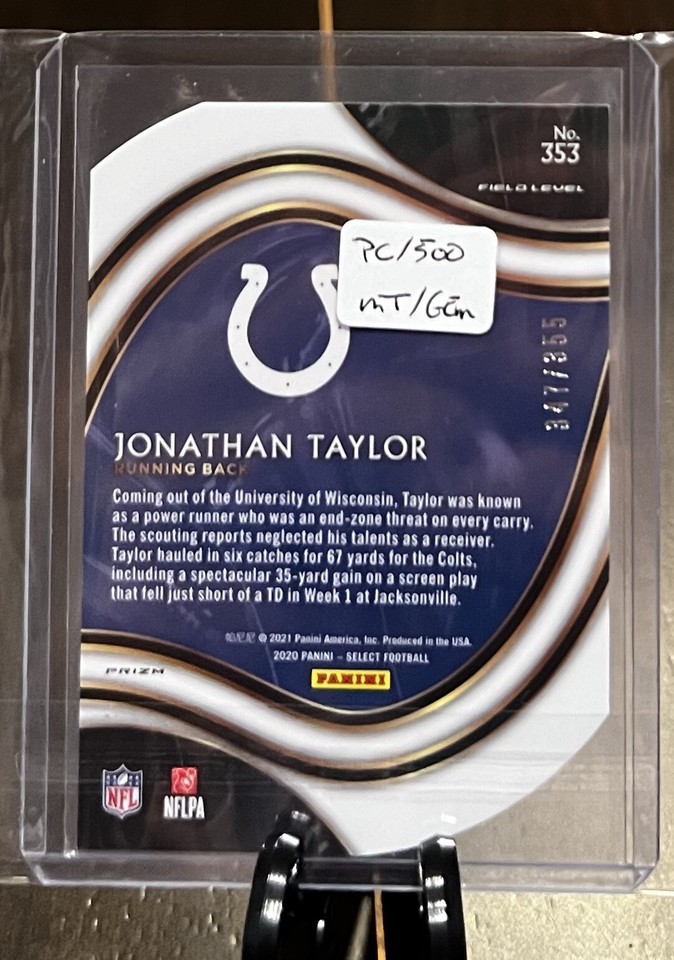 2020 Select #353 Jonathan Taylor RC Copper Prizm Die Cut Rookie /355 ...