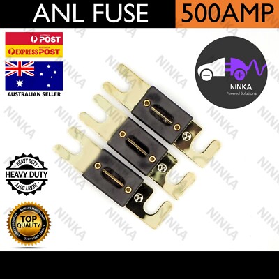 3x 500A ANL FUSE Inline Gold Plated Amp Auto Caravan Dual Battery Solar ...